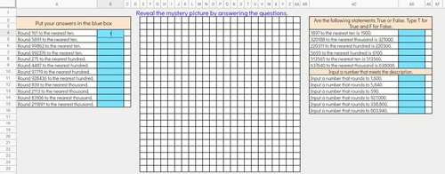 Digital Math Pixel Art | Mystery Picture 4th Grade Rounding 4.NBT.3 Google