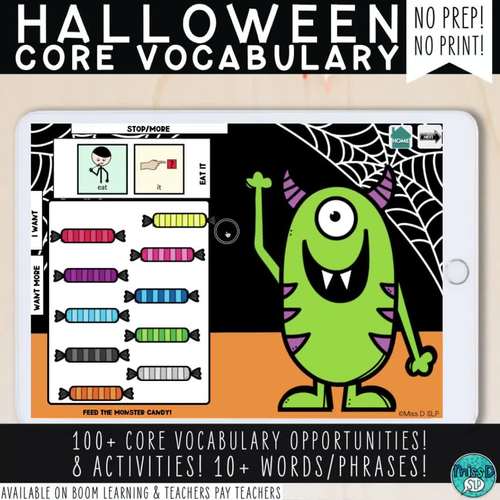 Halloween Core Vocabulary BOOM™ CARDS for AAC and Early Language by ...