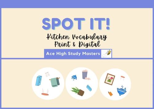 Spot It! Kitchen Vocabulary by Ace High Study Masters | TPT