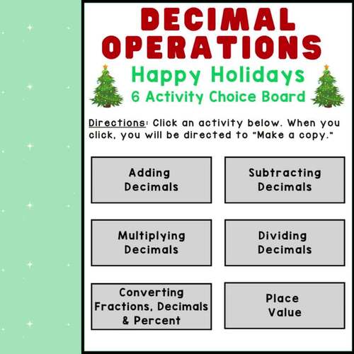 Add Subtract Divide Multiplying Decimals Christmas Mystery Picture ...