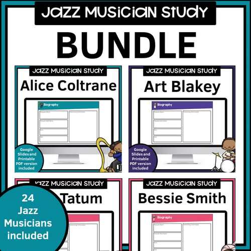 Jazz Musician Study BUNDLE for use with Google Slides | TPT