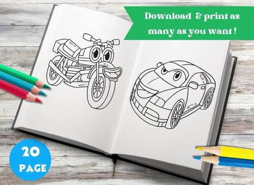 20 Vehicules coloring pages Printable for Kindergarten by ColorQuill ...