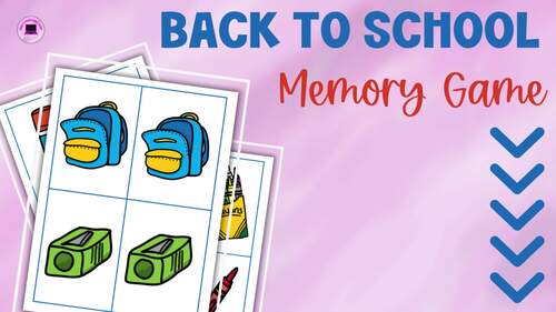 Back to School Memory Game Activity by GinasPrintableShop | TPT