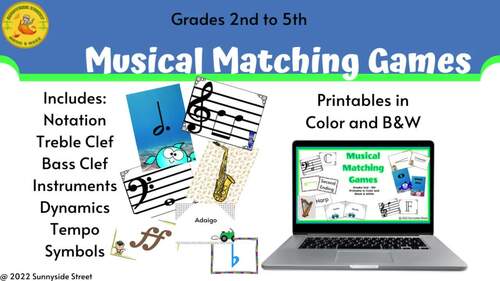 BUNDLE! Printable Music Games for Centers K-5 by Sunnyside Street