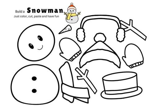 Build a Snowman Christmas Craft | Winter Cut and Paste Activity for Kids