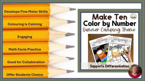 Camping Make Ten Coloring Sheets for Addition & Subtraction Within 10 ...