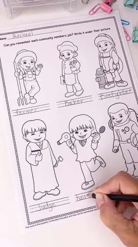 Morning work community workers thematic unit worksheets - about my job