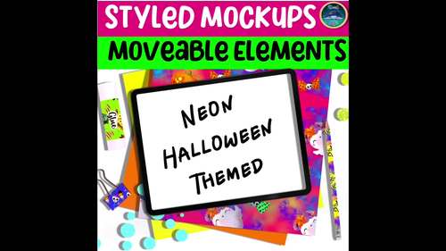 Styled Mockup for Halloween Product - TpT Neon Scene Creator by Teach Elite