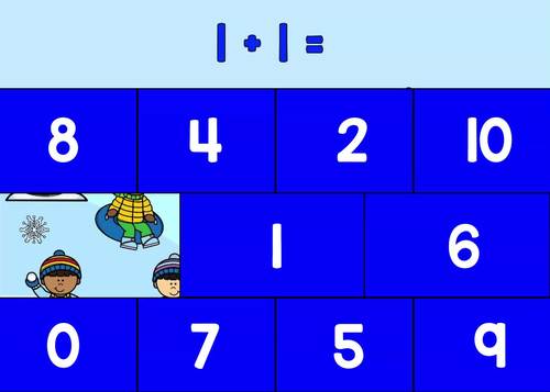 Addition Facts To 10 Winter Theme Boom Cards™ | TPT