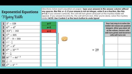 Solving Exponential Equations Digital Mystery Riddle Activity ...