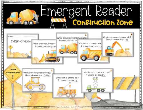 Construction Emergent Readers Construction Zone sight word practice