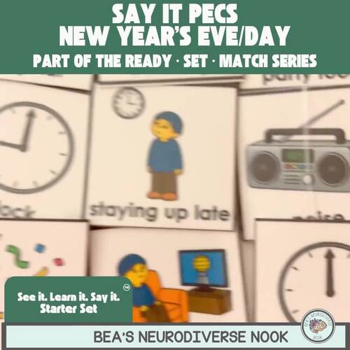 New Year's Eve Day PECS Communication Cards & Sentence Strips Autism