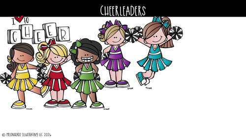 Cheerleaders clip art, sport, school spirit COLORED Version | TPT