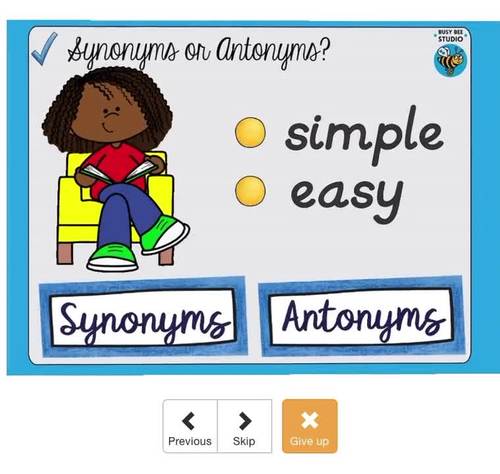 ESL SYNONYM AND ANTONYM TASK BOOM CARDS SPEECH THERAPY 2ND 3RD GRADE ...