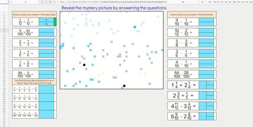Digital Math Pixel Art | Mystery Picture 4th Grade 4.NF.3 - Building ...