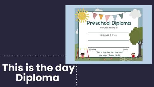 Religious Preschool Diploma / Editable Graduation Certificate / kids themed