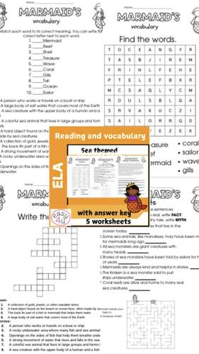 Full-Day Mermaid ELA Pack No-Prep Literacy Reading Comprehension ...