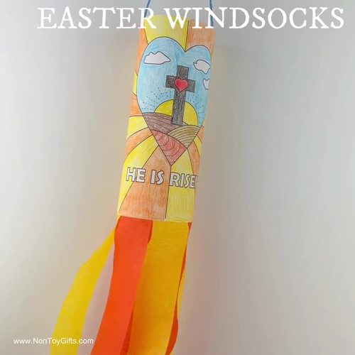 Easter Coloring Page Windsocks - Religious Easter Craft, He Is Risen ...