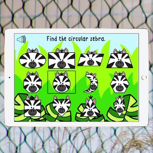 Find the zoo animal shapes | BOOM CARDS with audio | CIRCLE | TPT