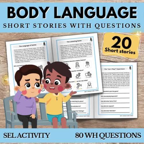 Body Language 20 Passages Reading Comprehension WH Questions Autism SEL ...