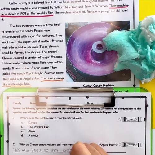 Candy Differentiated Close Reading Comprehension Passages & Questions ...