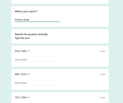 2nd Grade Math Three Digit Addition & Subtraction Google Form ...