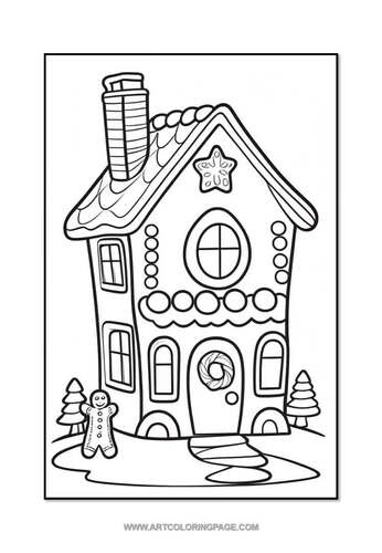 Coloring Pages Gingerbread House for Kids Vol. 5 – 100 Delightful ...