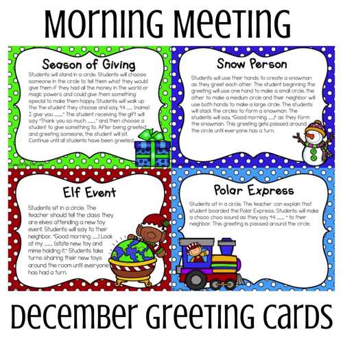 Morning Meeting Greetings Cards ~December, Christmas, & Hanukkah