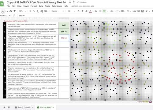 ST. PATRICK'S DAY Financial Literacy | Tax Tip Discount Digital Pixel ...