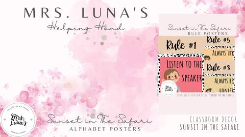 SUNSET IN THE SAFARI Classroom Rule Posters | 6 Rule Pack Classroom Decor