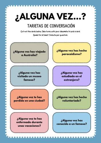 Alguna vez Tarjetas de Conversation Have you ever? Conversation Cards