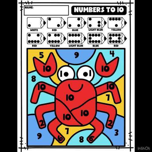 Summer Themed Subitizing Numbers to 10 — Math Coloring Pages | TPT