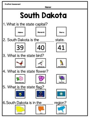 South Dakota Worksheets 50 States, Special Education by All About SPED