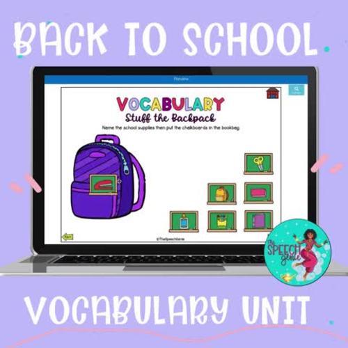 Back to School Vocabulary Unit | Boom Cards by The Speech Genie