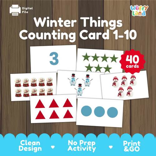 Winter Things Counting Cards 1-10 | Number Match Game & Math Center