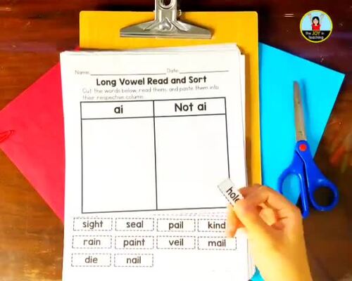 Long Vowel Teams Cut and Paste Worksheets by The Joy in Teaching