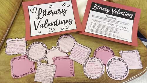Literary Valentines - High School English - Any Text by Allie Seiler
