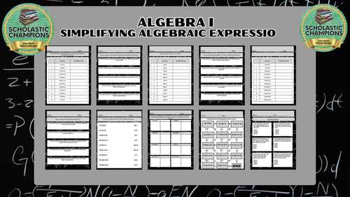 SIMPLIFYING ALGEBRAIC EXPRESSIONS * Middle School Algebra I Worksheets