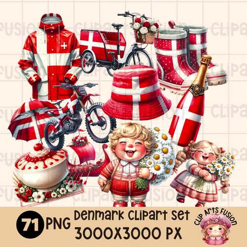 Denmark Culture Clip Art | Travel Watercolor Graphics | Explore Art