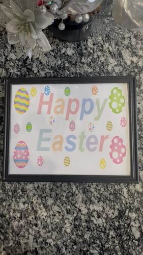 happy easter eggs sign poster homeschool classroom decoration gift door