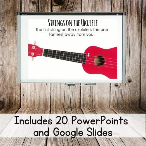 Ukulele Music Lessons - Slideshows to teach chords, plucking, and strumming