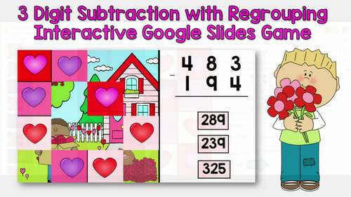 Valentine's Day 3-Digit Subtraction with Regrouping Google Slides ...