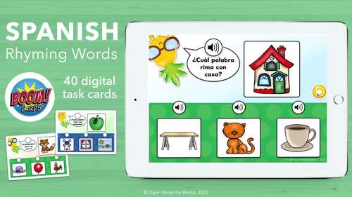 SPANISH Rhyming Words Rimas Boom Cards™ by Open Wide the World | TpT