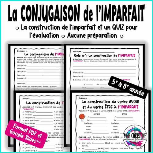 Verbes à l'imparfait I Cahier d'exercices et 4 jeux de mots cachés I BUNDLE