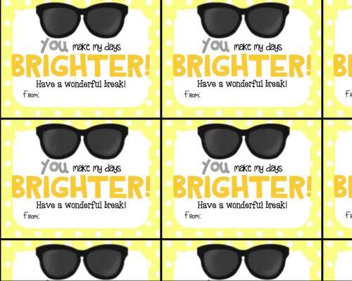 Sunglasses (Shades) Christmas (Winter Break) Holiday Gift Tag- You make ...
