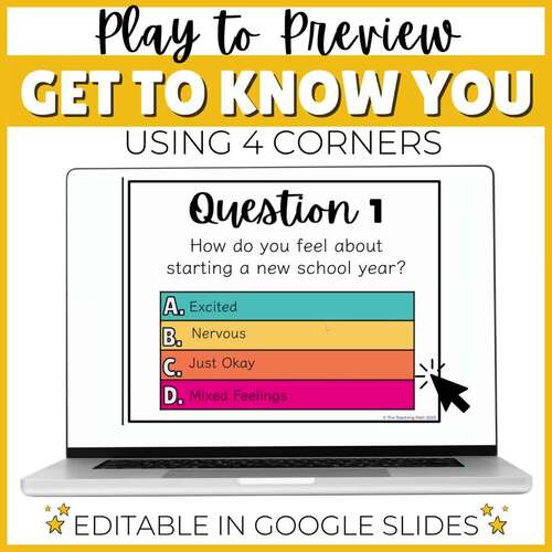 Back to School Get to Know You Activity Four-Corners Game| Google Slides