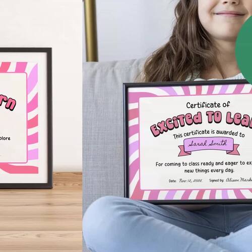Excited to Learn Certificate of Achievement | Classroom Awards | Printable