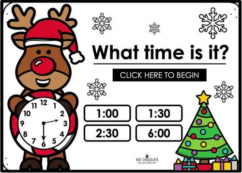 Telling Time Christmas BOOM CARDS™ | Analog Clock - To the hour, half hour