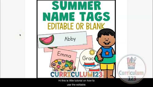 Editable Summer Names Tags | Student Desk Name Plates by Curriculum123