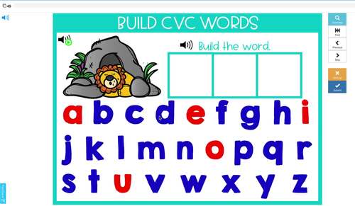 Build CVC Words (Short A E I O) Boom Cards by Freckled in Kinder